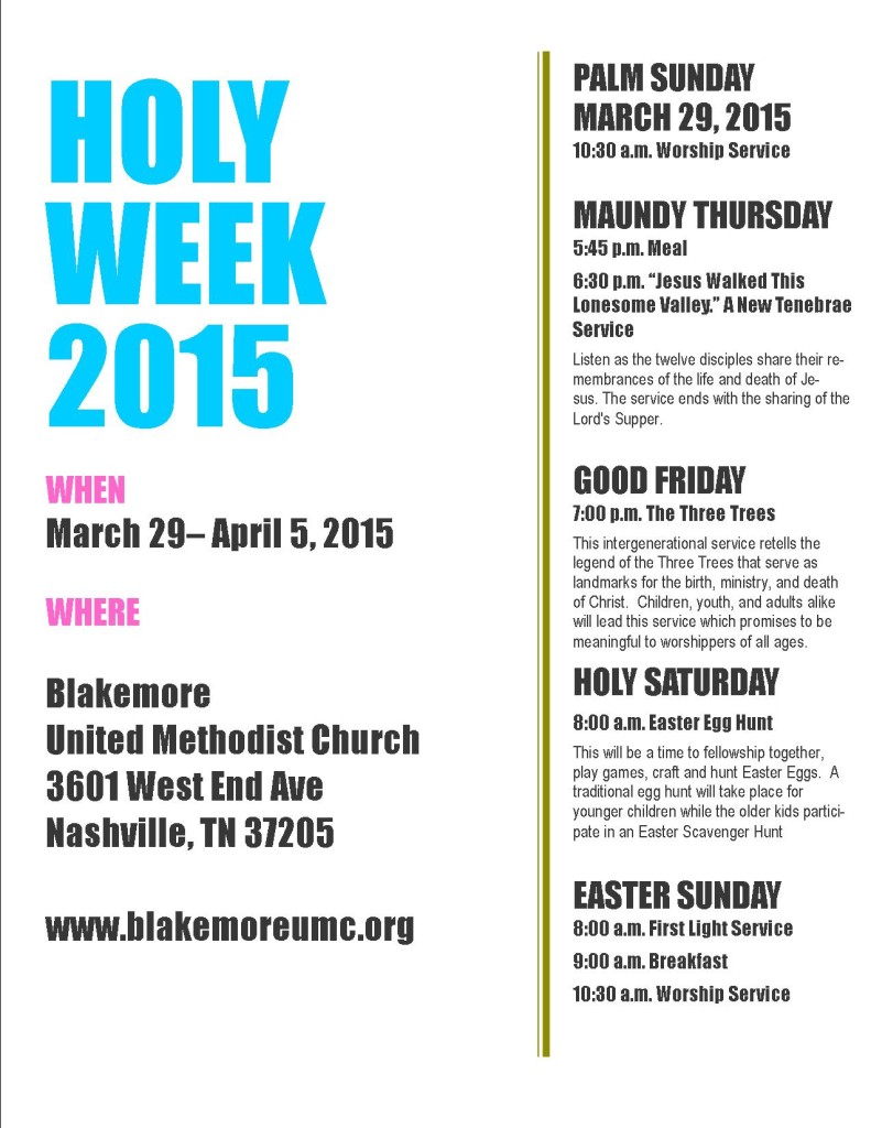 Holy Week Flyer 2015 – Blakemore United Methodist Church