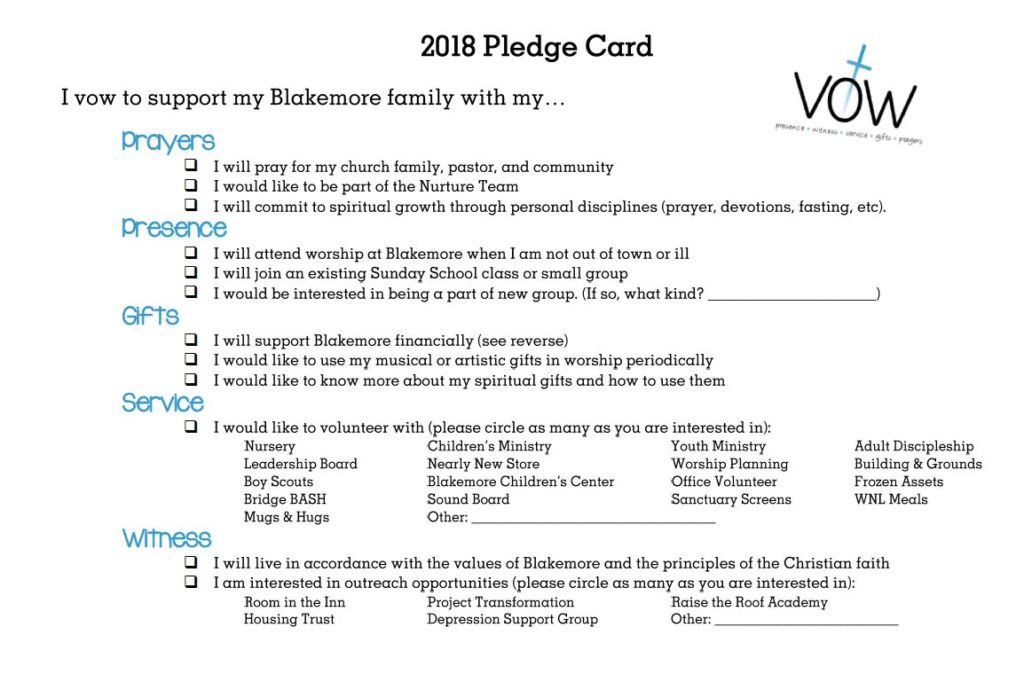 2018 Stewardship Materials – Blakemore United Methodist Church